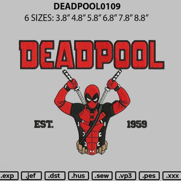 Deadpool Embroidery Design - Etsy