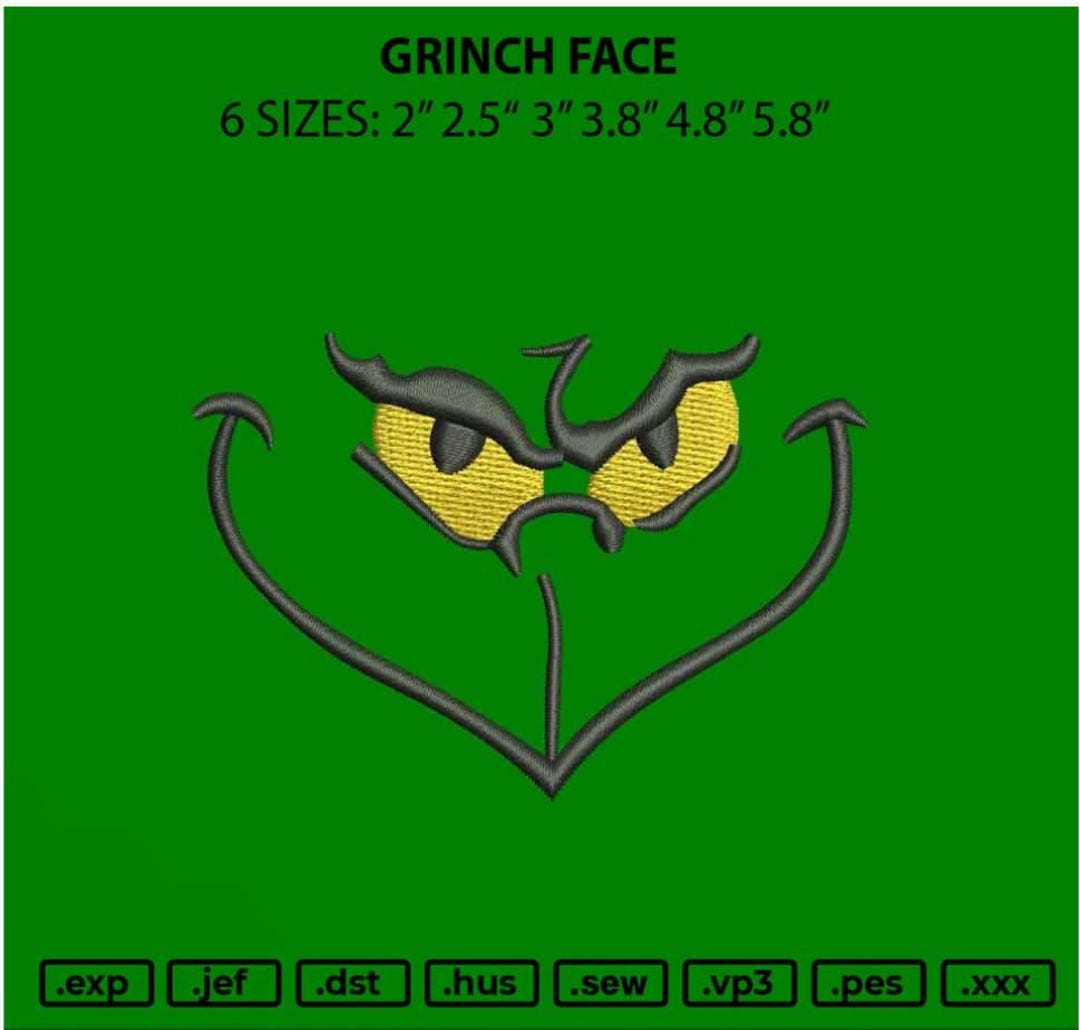 The Grinch Face Embroidery Design - Etsy