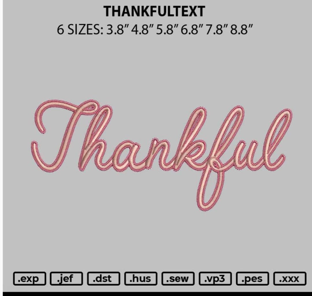 Thankful Embroidery Design - Etsy