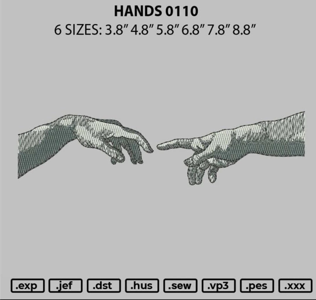 Michelangelo Hands Embroidery Design - Etsy