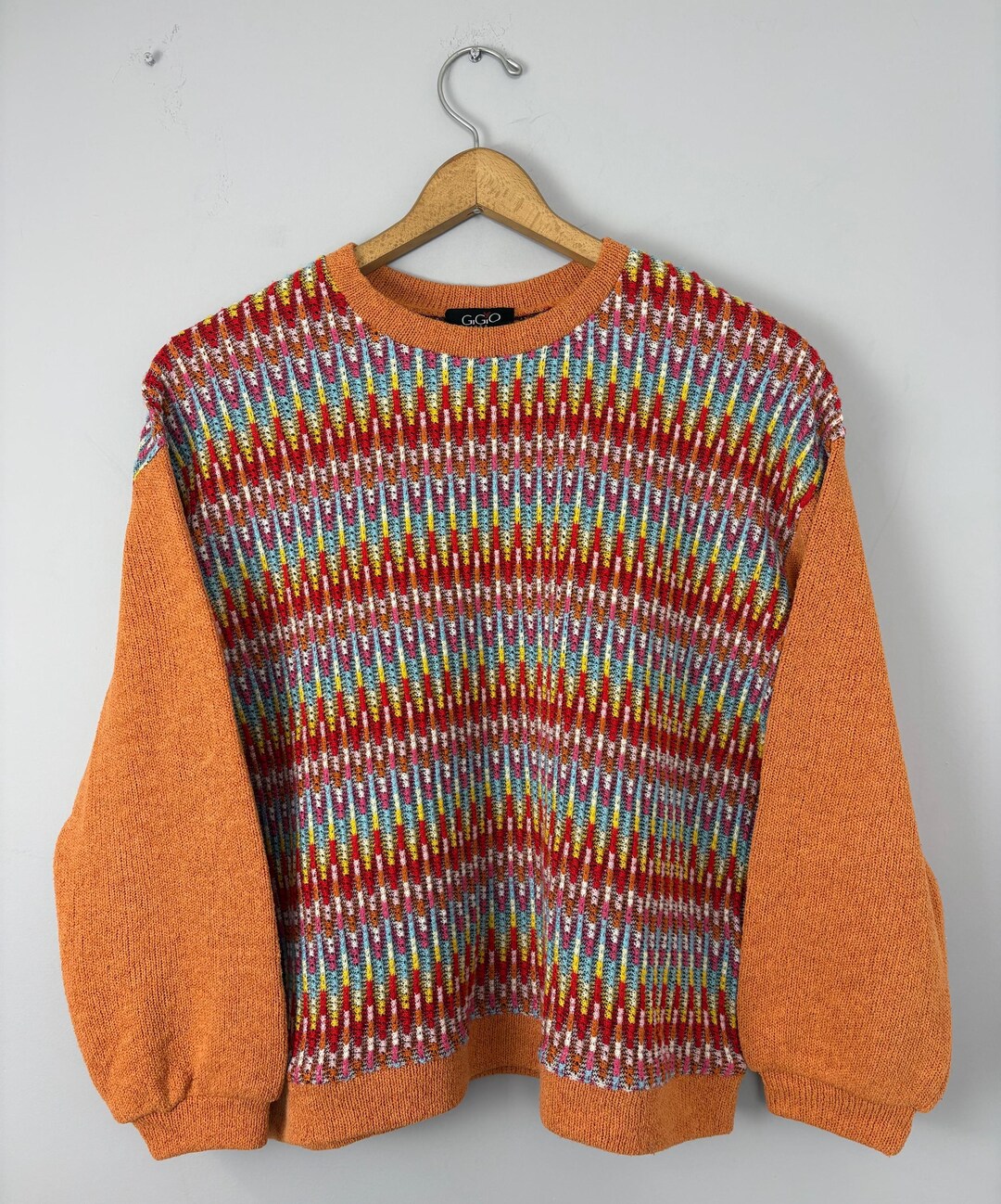 Vintage Multicolor Textured Knit Crewneck Sweater Large - Etsy