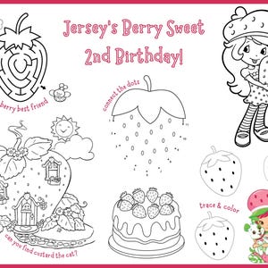 Made-to-order Digital Coloring/placemat | Strawberry Shortcake Berry ...