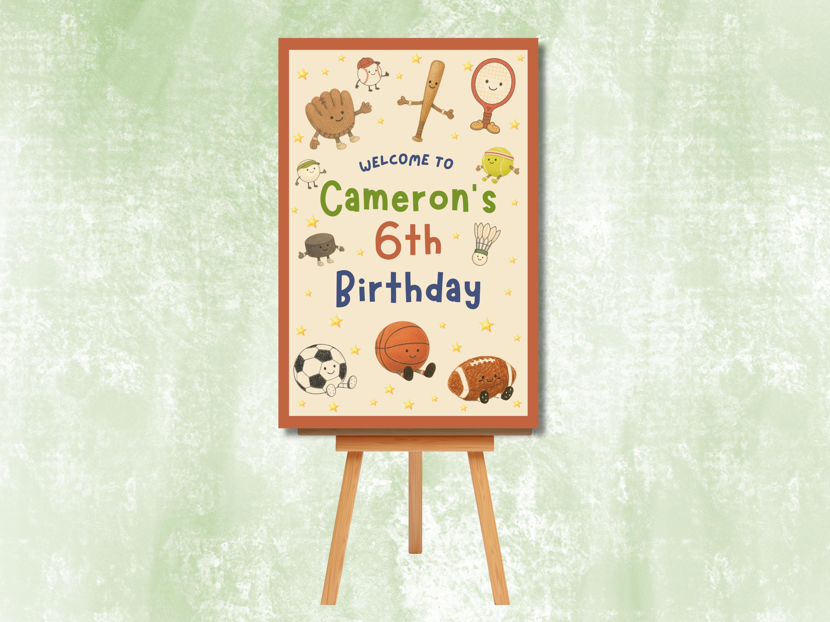 Made-to-order Digital Welcome Poster| Sports Theme Birthday Poster - Etsy