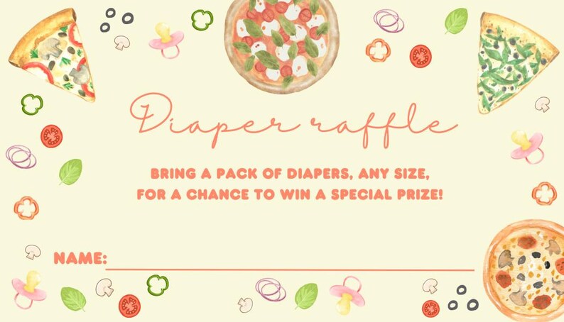 Pizza Themed Baby Shower Invitation & Diaper Raffle boy or Girl - Etsy