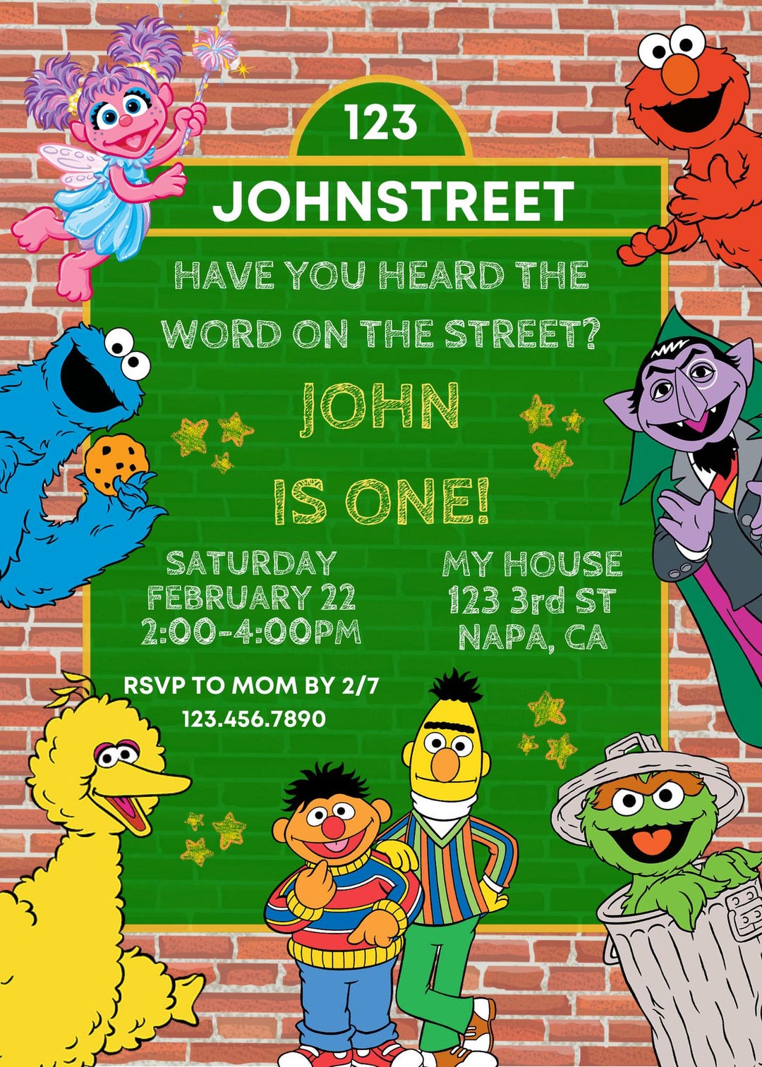 Sesame Street Birthday Invitation - Etsy