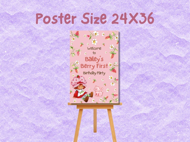 Made-to-order Digital Welcome Poster| Strawberry Vintage Shortcake ...