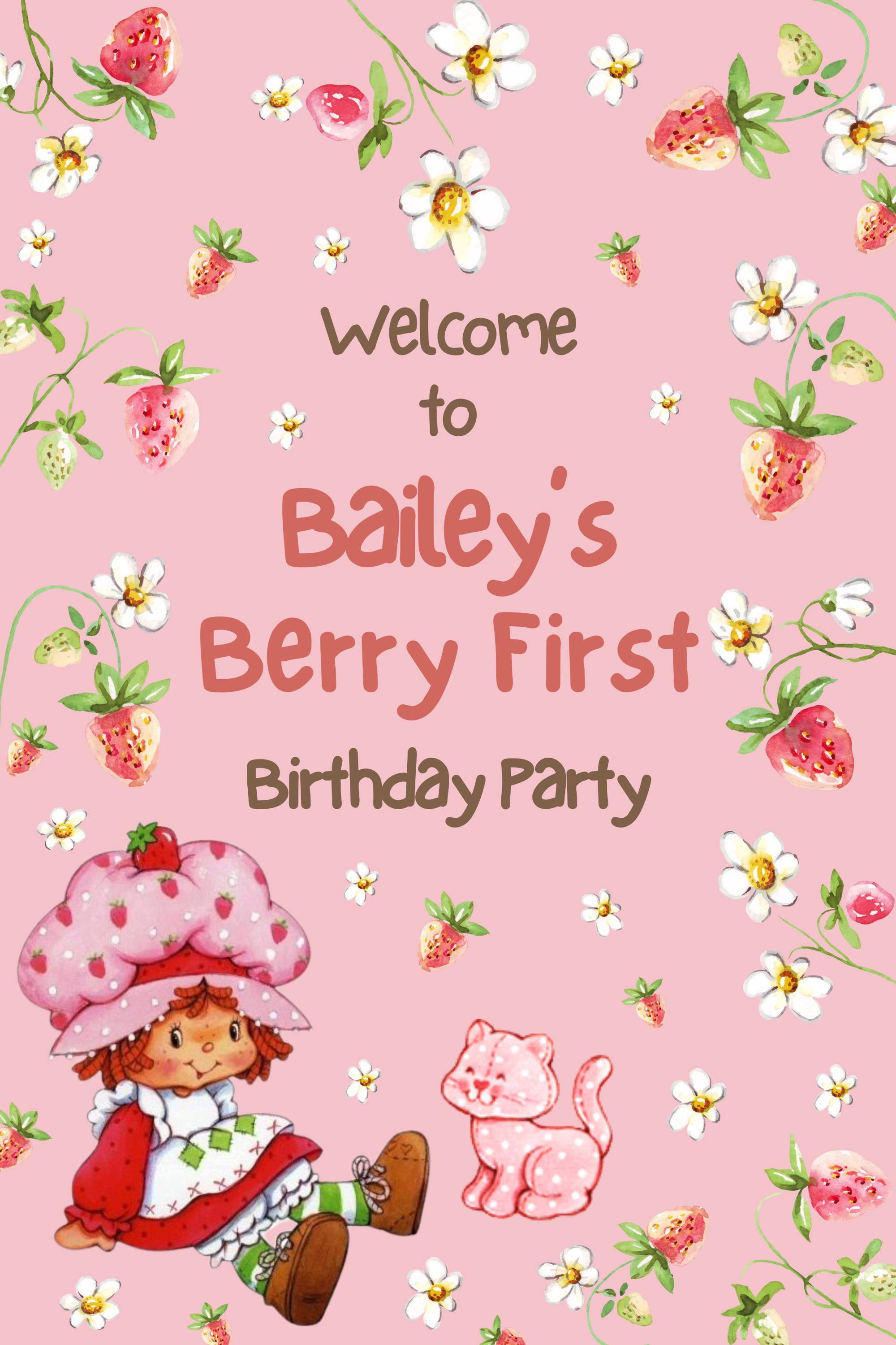Made-to-order Digital Welcome Poster| Strawberry Vintage Shortcake ...