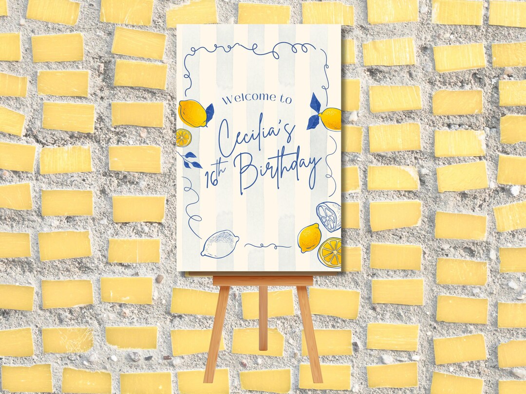 Made-to-order Digital Welcome Poster| Italian Lemon Citrus Theme ...