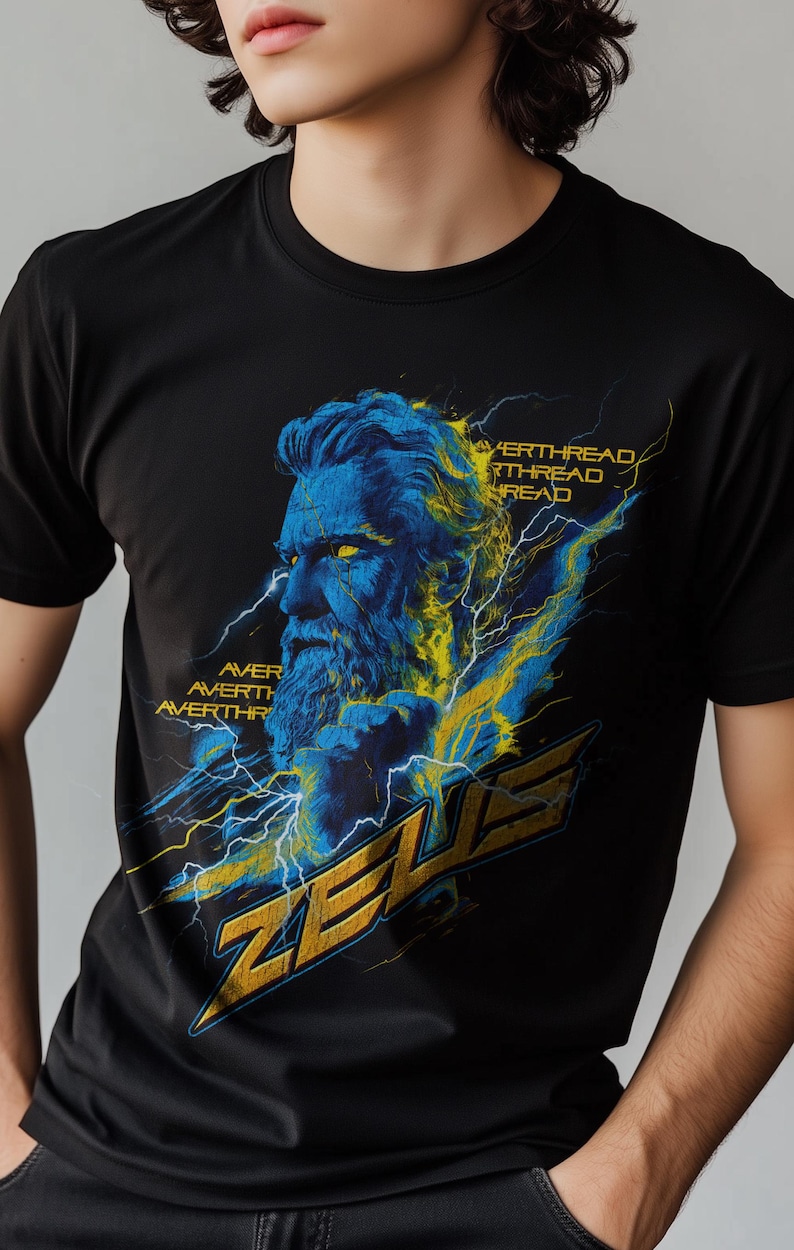 Zeus Graphic Tee Greek Mythology, King of Olympus T-shirt, Lightning ...