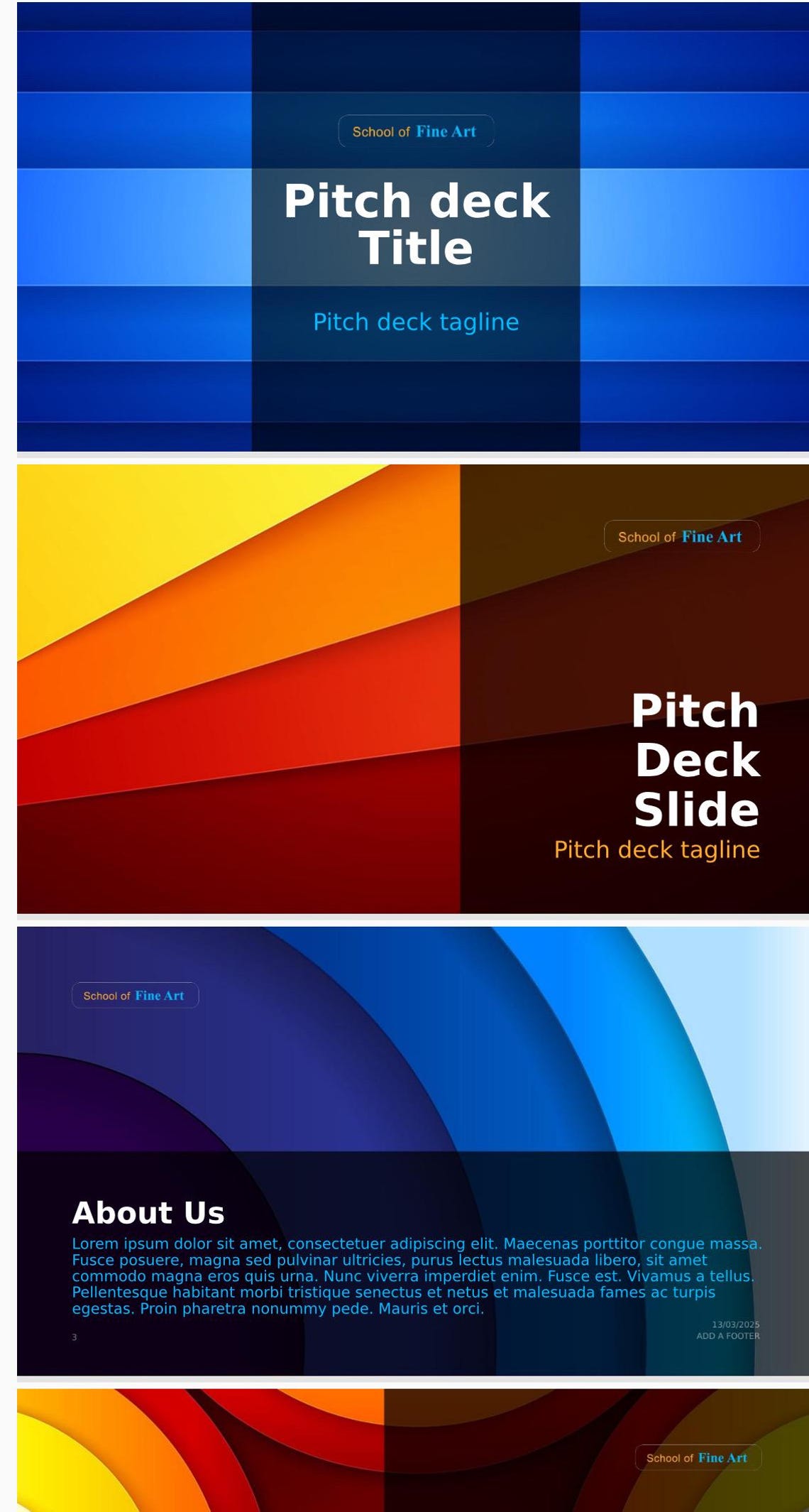 5 Power Points Presentation|blue Sphere Pitch Deck|colorful Abstract ...
