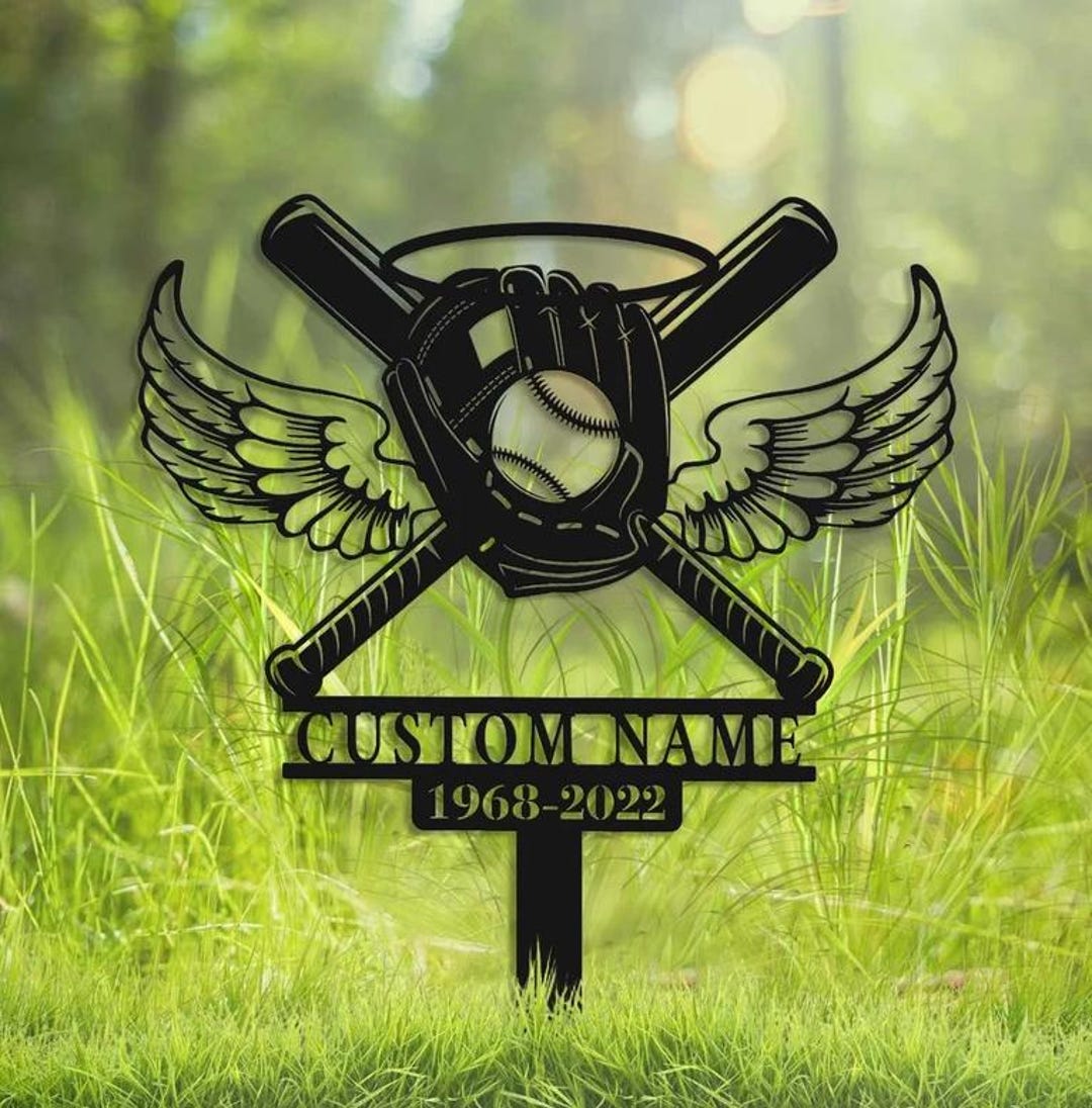 Custom Baseball With Wings Memorial Stake, Grave Marker, Remembrance ...