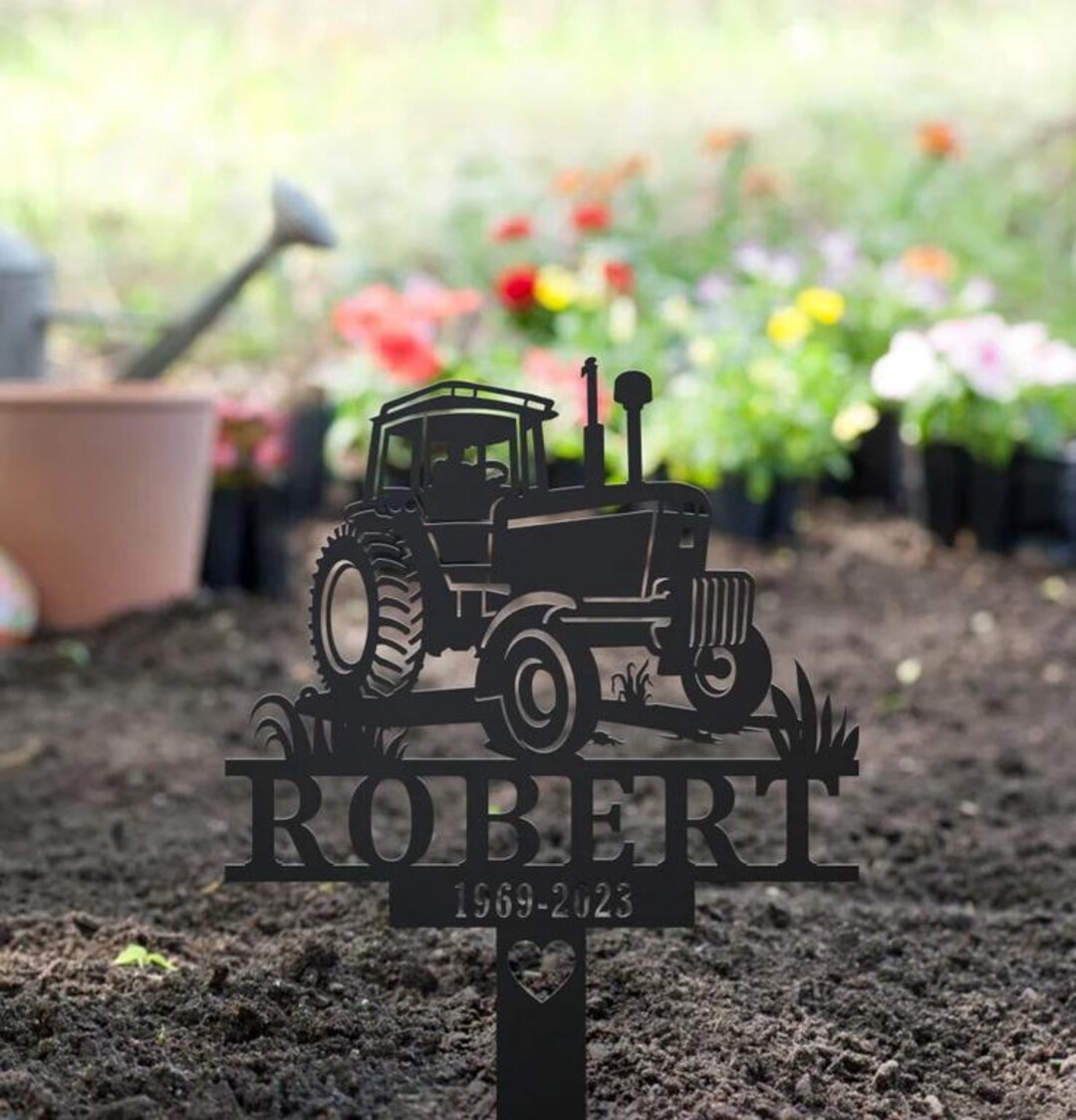 Custom Farmer Memorial Stake, Metal Stake With Solar Light, Farming ...