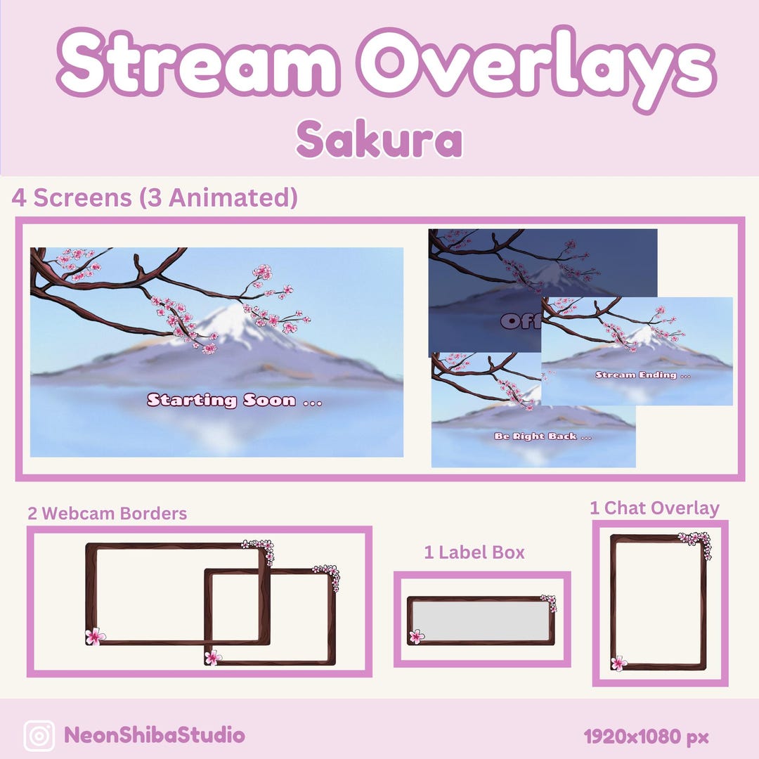 Animated Sakura Cherry Blossom Stream Overlay | Streamlabs Twitch OBS ...