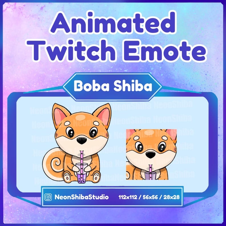 Animated Shiba Inu Boba Emote | Twitch | Discord | Streaming | Cute ...