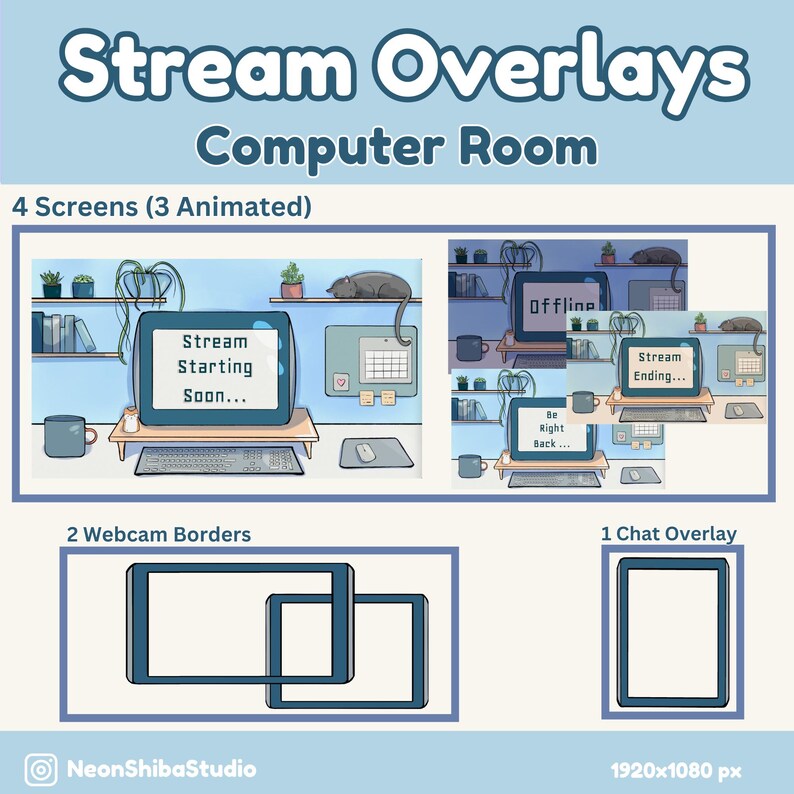 Animated Computer Desk PC Stream Overlay | Streamlabs Twitch OBS ...