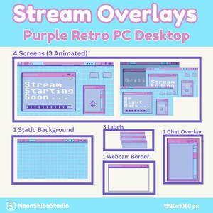 Animated Neon Retro PC Stream Overlay Streamlabs Twitch OBS Background ...