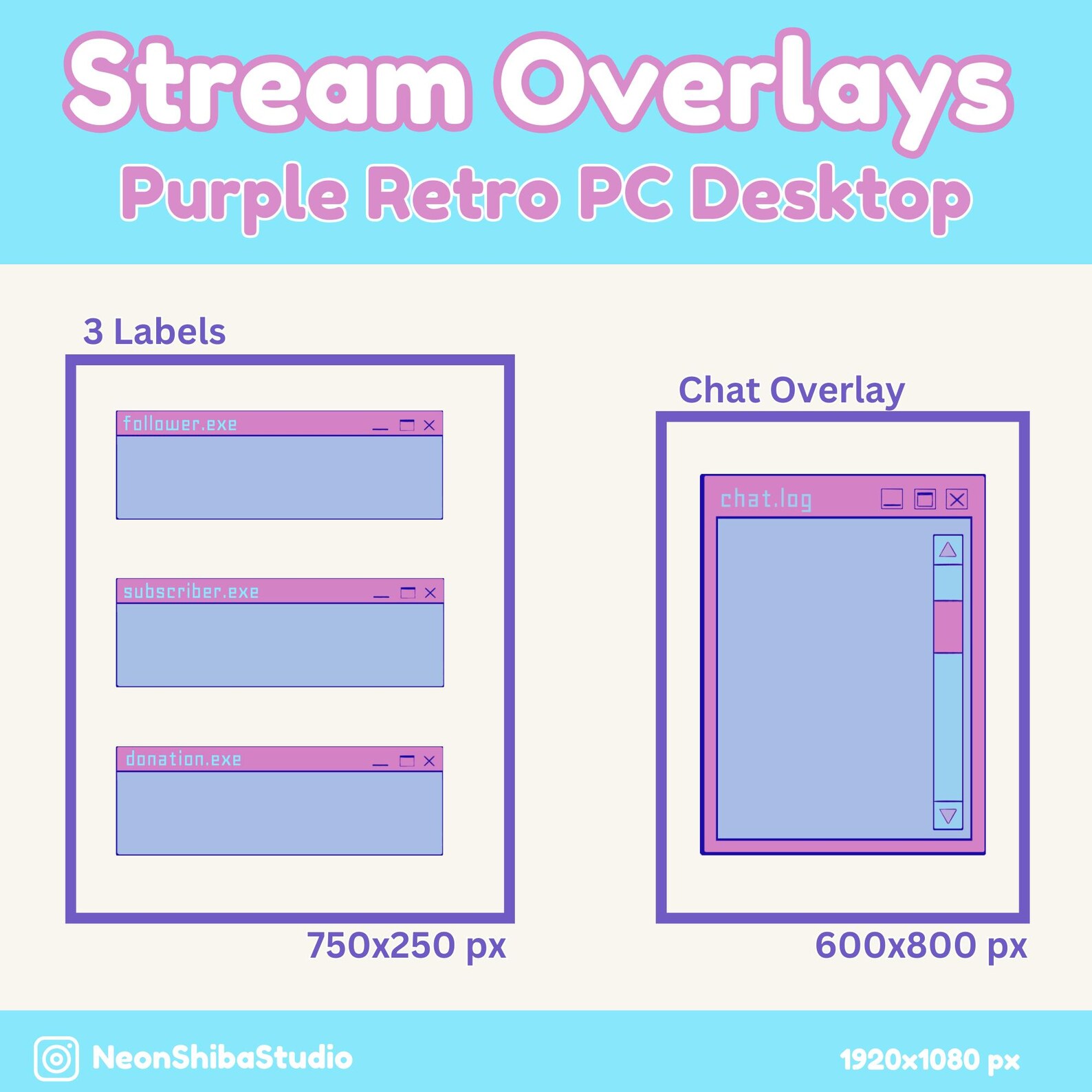 Animated Neon Retro PC Stream Overlay | Streamlabs Twitch OBS ...