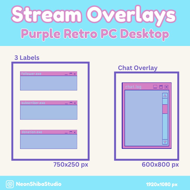 Animated Neon Retro PC Stream Overlay | Streamlabs Twitch OBS ...