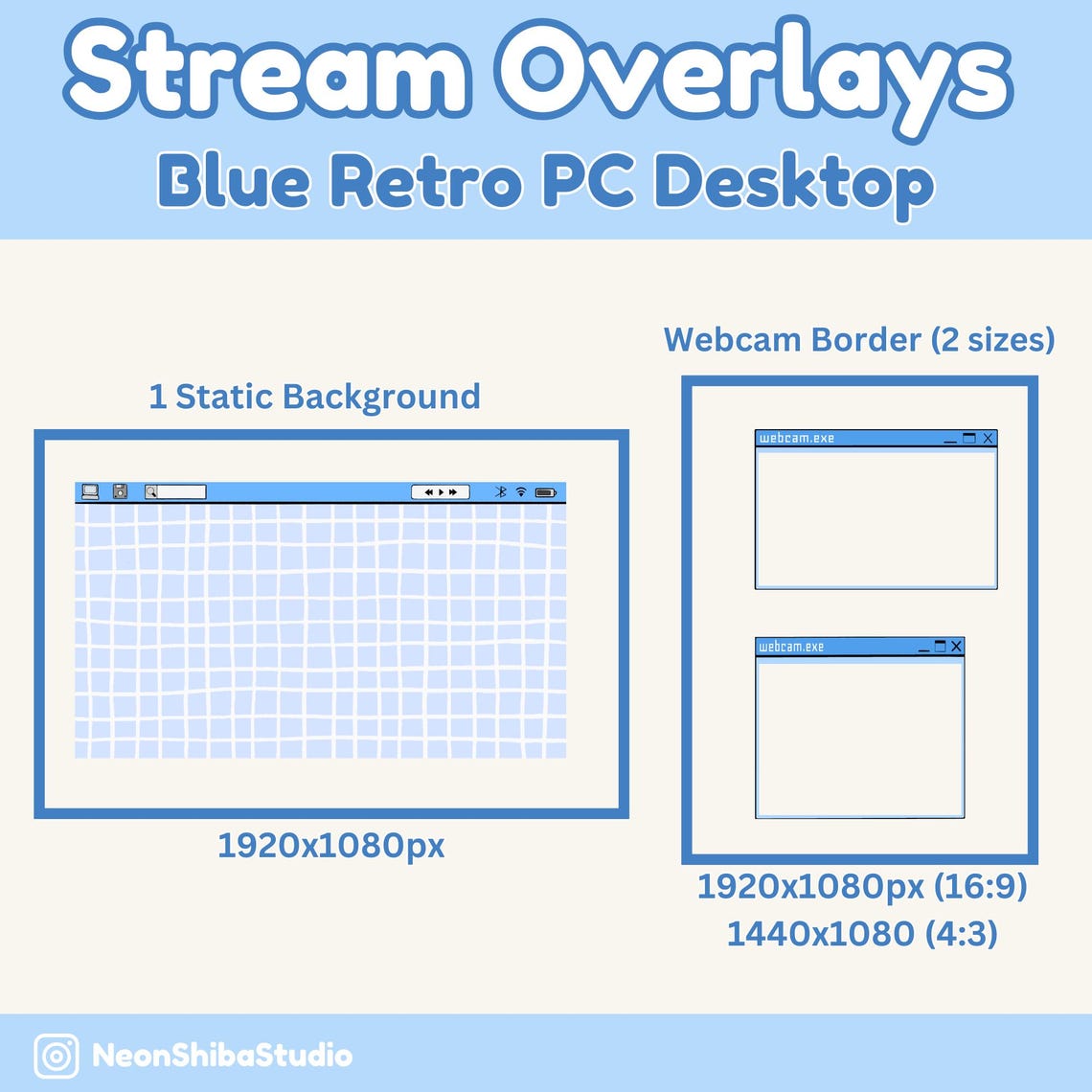 Animated Blue Retro PC Stream Overlays | Streamlabs Twitch OBS ...