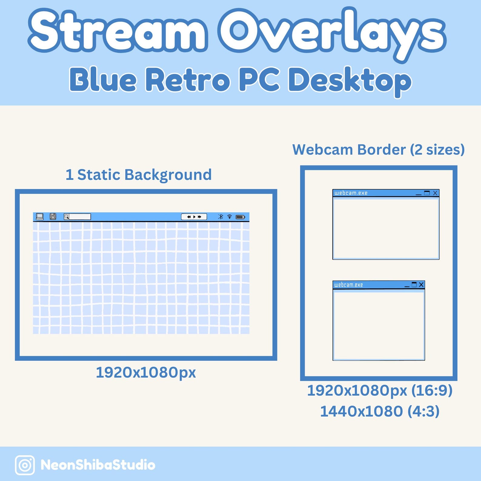 Animated Blue Retro PC Stream Overlays | Streamlabs Twitch OBS ...