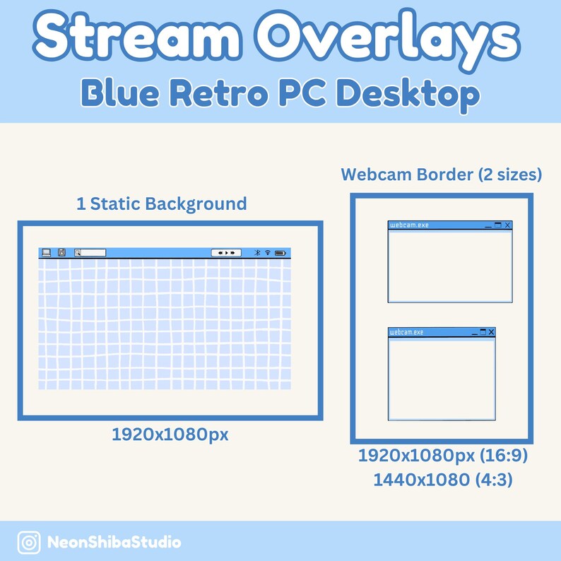 Animated Blue Retro PC Stream Overlays | Streamlabs Twitch OBS ...