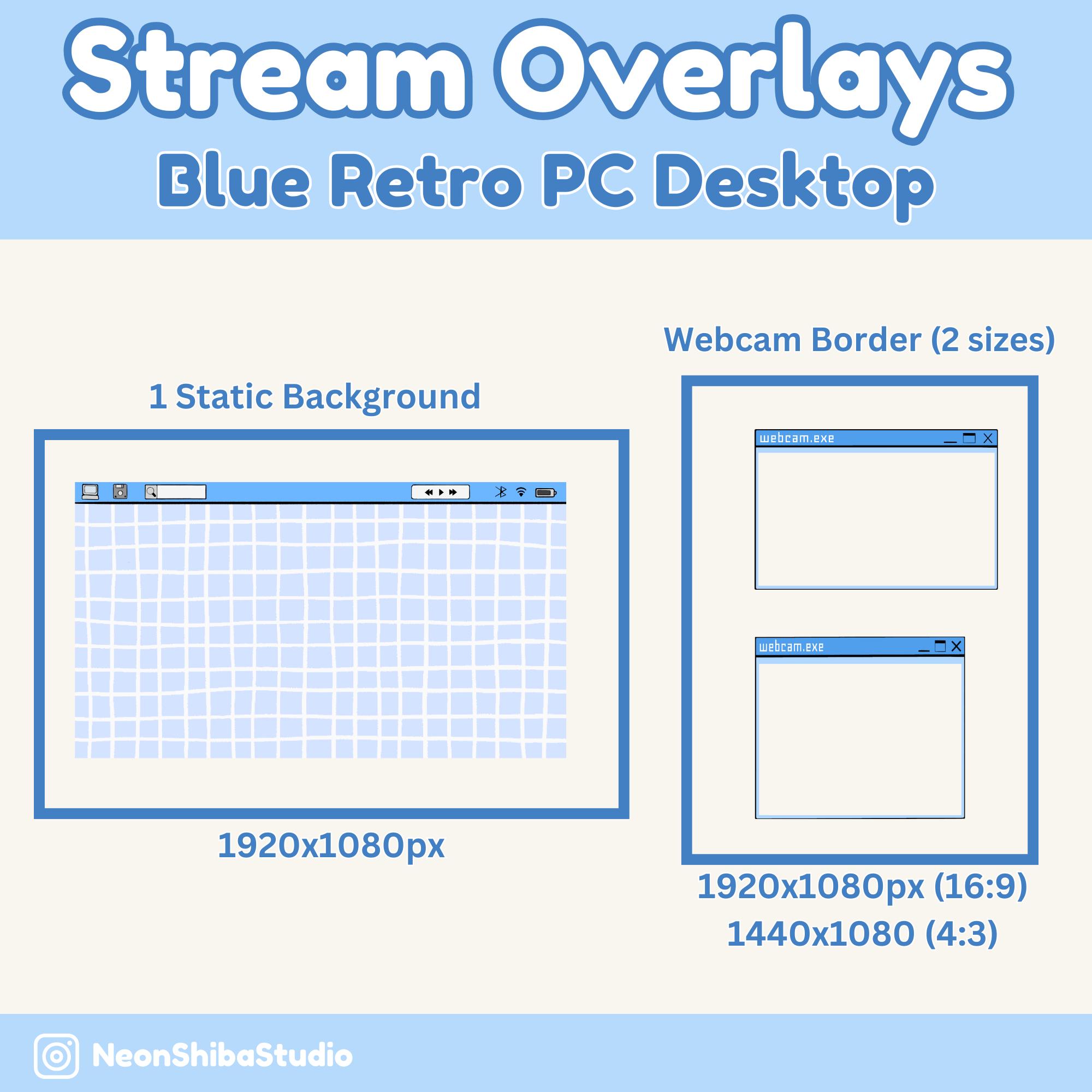 Animated Blue Retro PC Stream Overlays | Streamlabs Twitch OBS ...