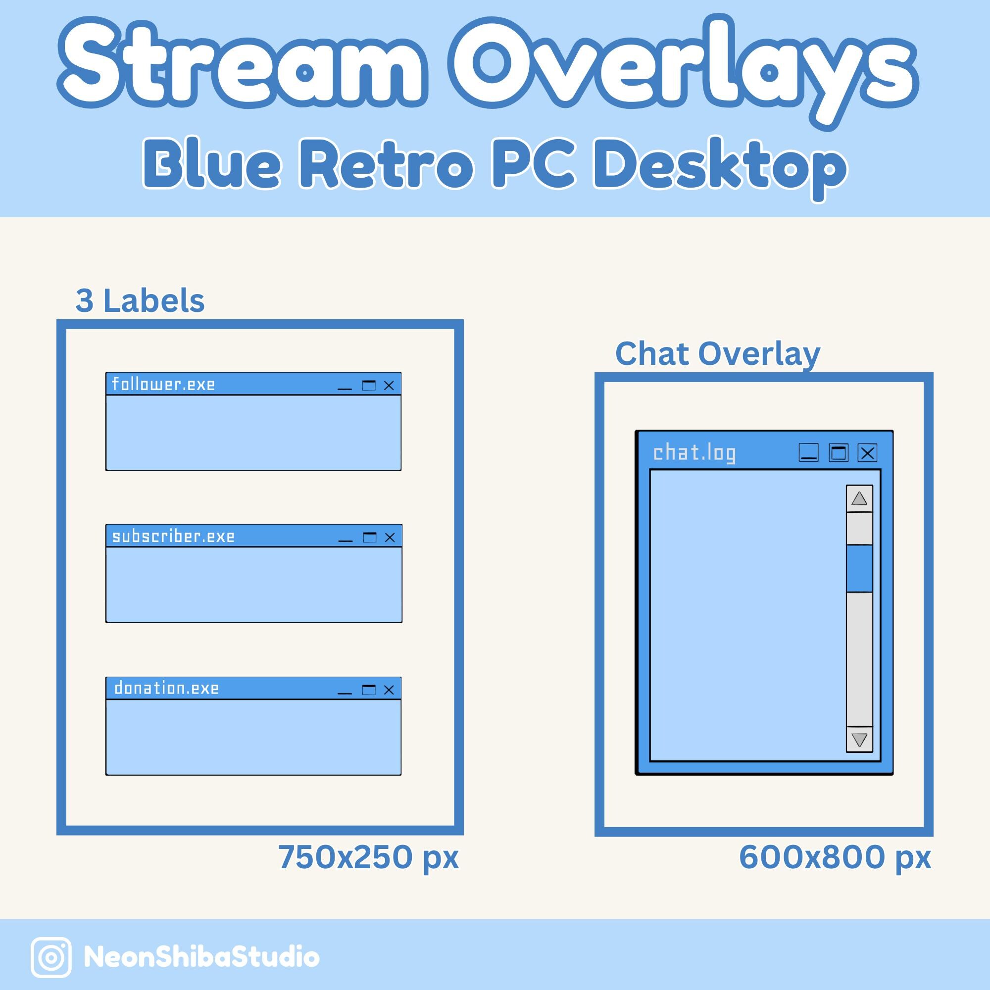 Animated Blue Retro PC Stream Overlays | Streamlabs Twitch OBS ...