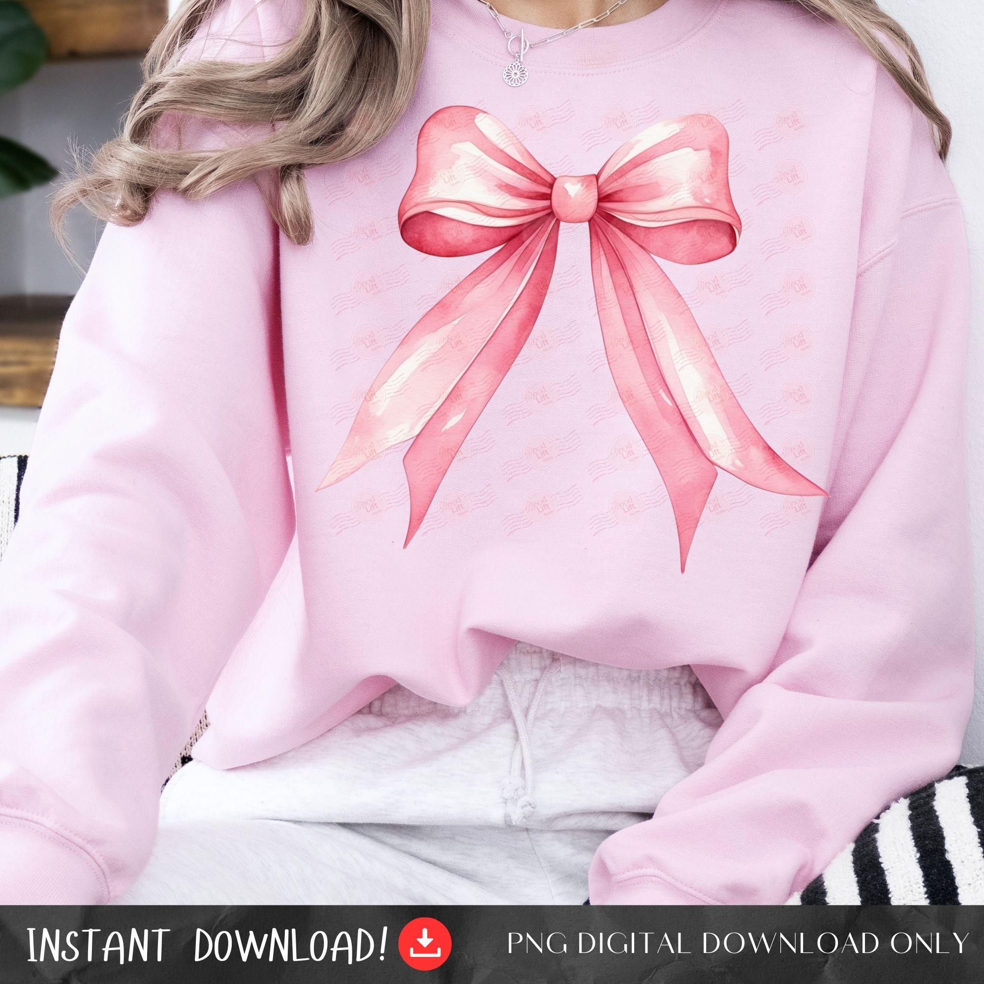 Pink Bow PNG Pastel Pink Ribbon Bow Watercolor Valentines Digital ...