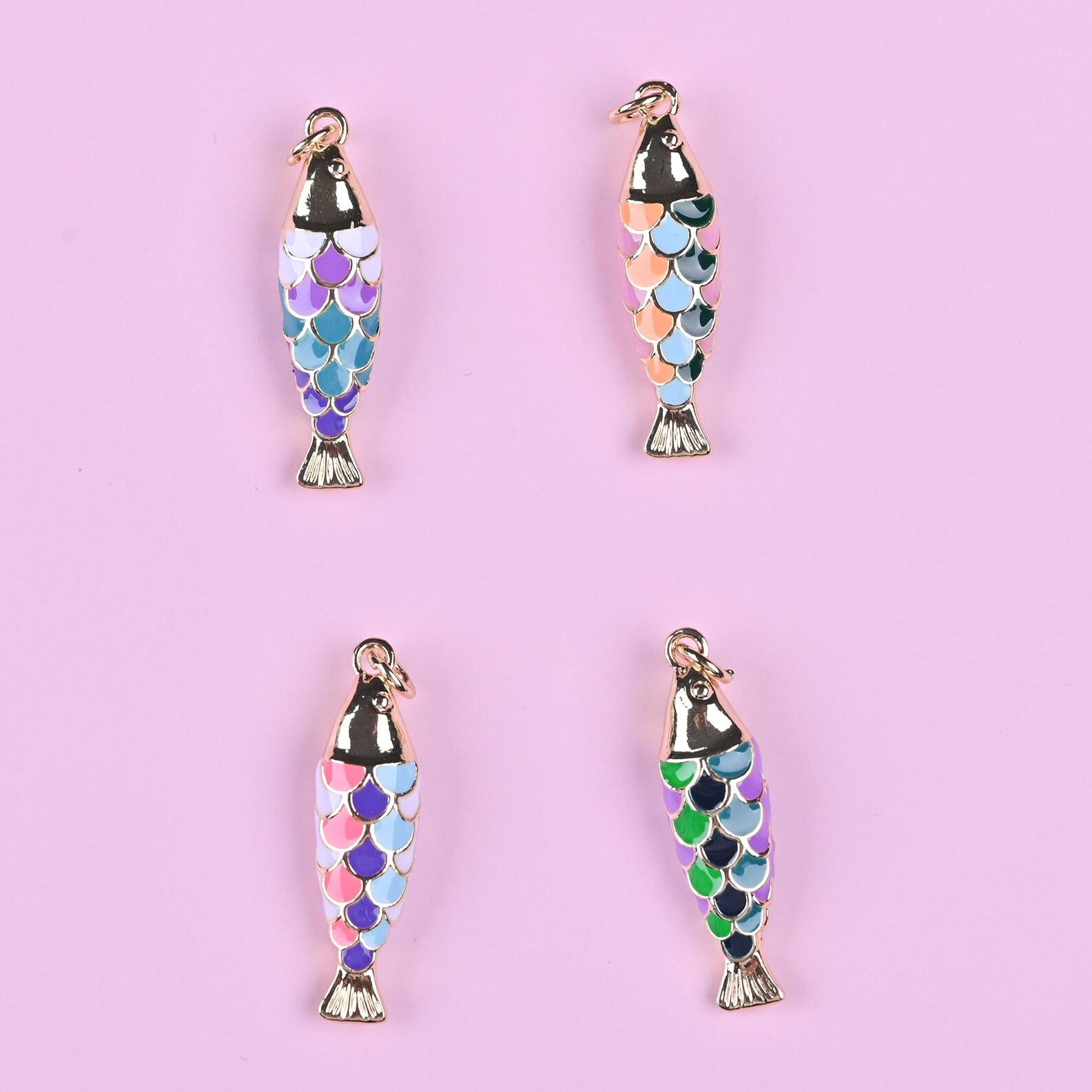 Colorful Enamel Fish Charms – 18K Gold Filled Marine Life Pendants for ...