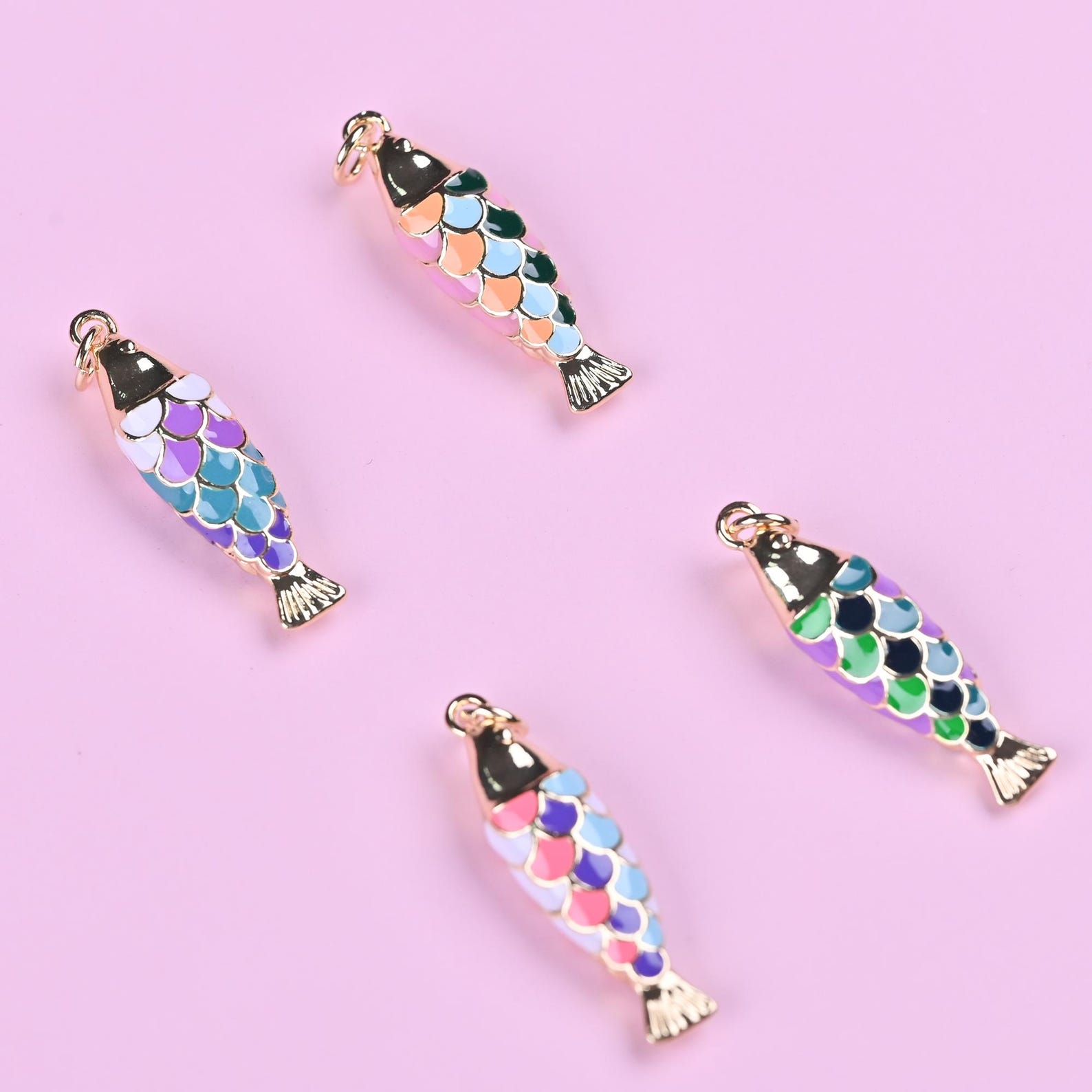 Colorful Enamel Fish Charms – 18K Gold Filled Marine Life Pendants for ...