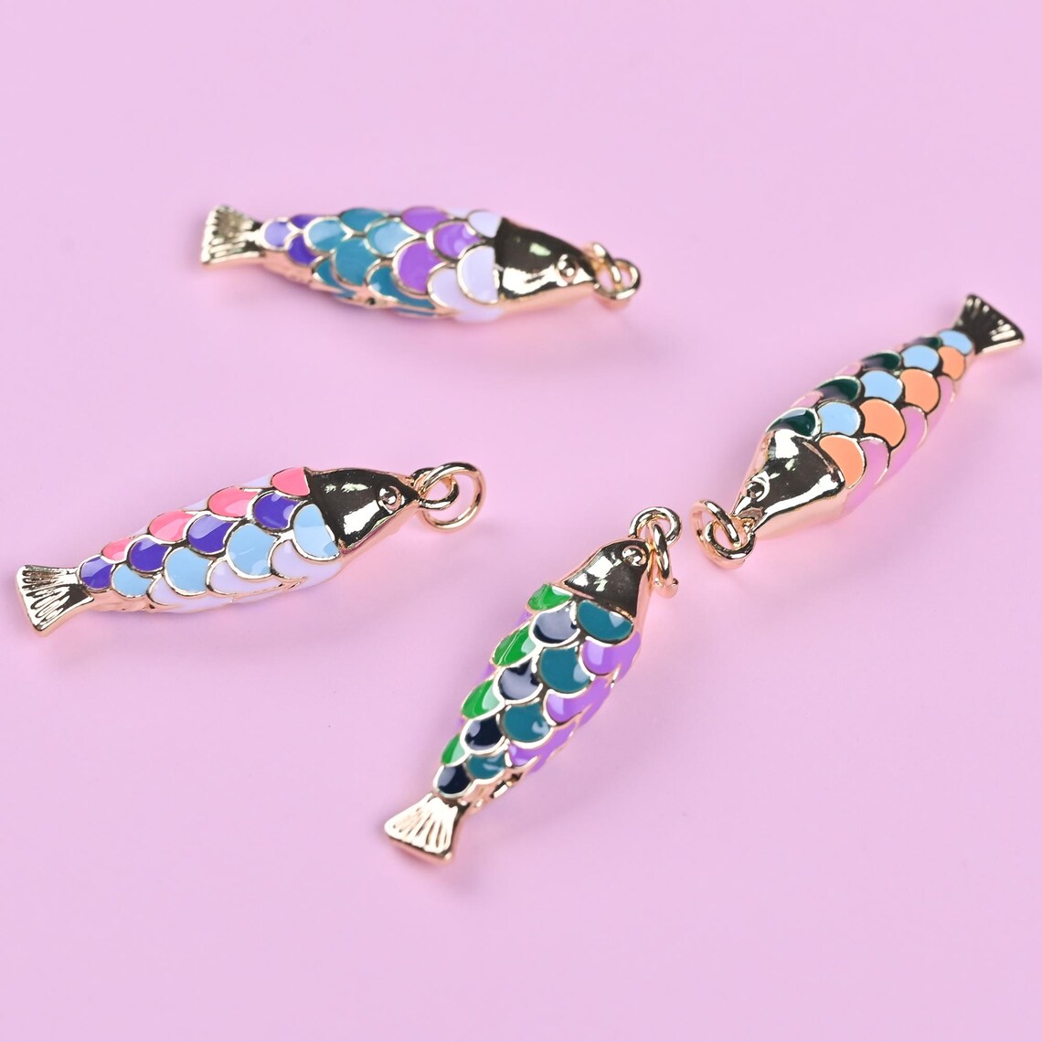 Colorful Enamel Fish Charms – 18K Gold Filled Marine Life Pendants for ...