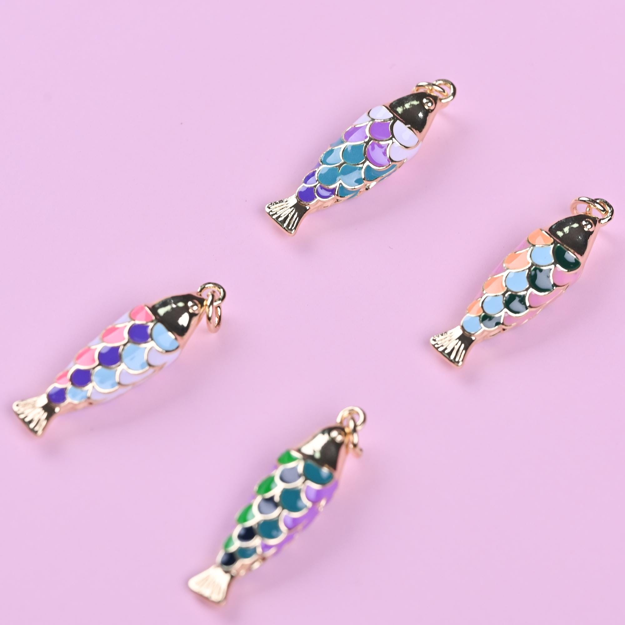 Colorful Enamel Fish Charms – 18K Gold Filled Marine Life Pendants for ...