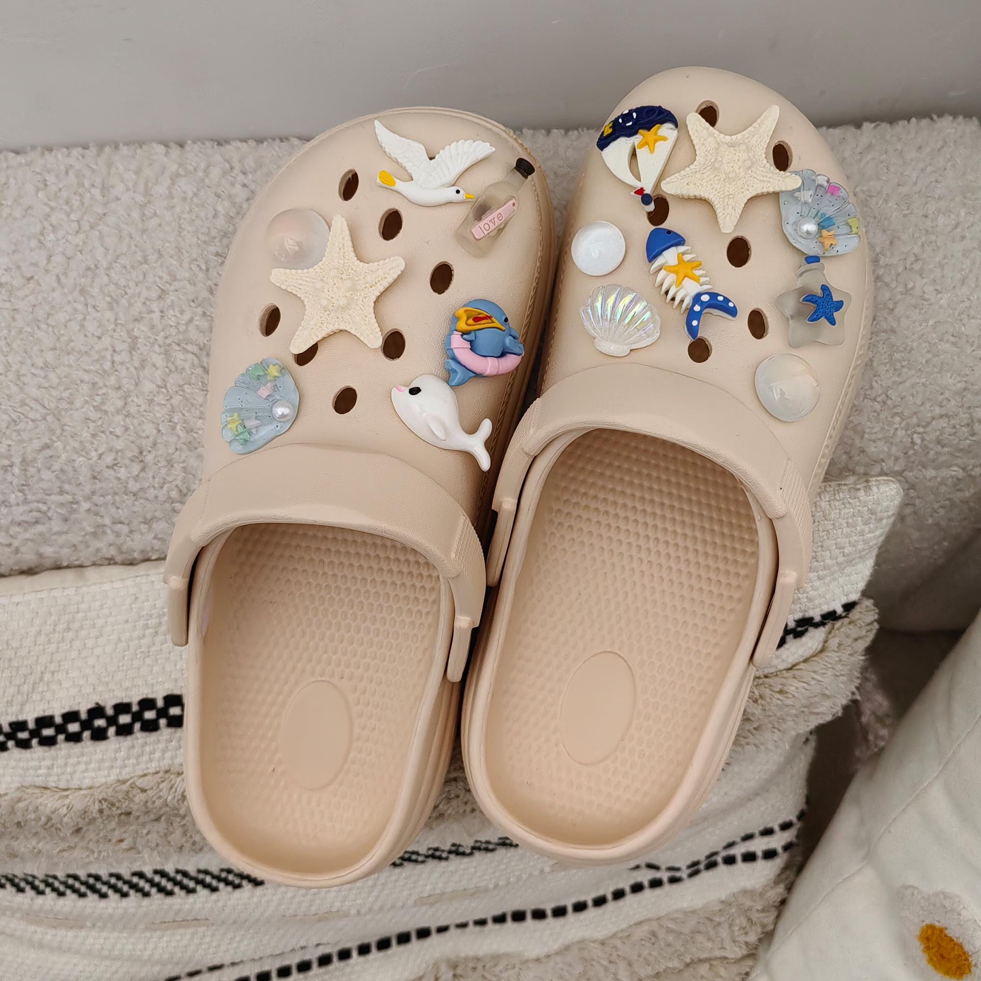 Set of 15 Seashell Starry Sky Shoe Charms Coastal Themed Decor for ...