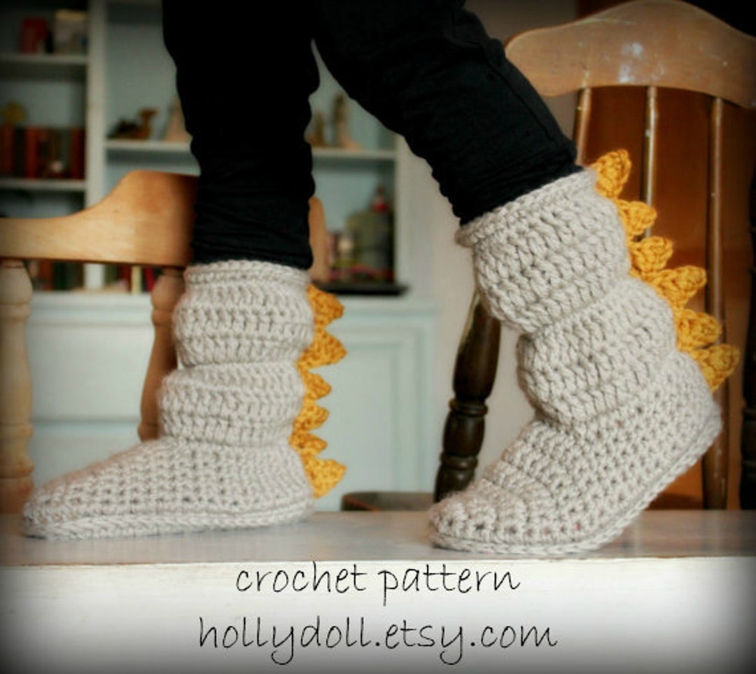 Crochet Pattern, Kids Slipper Boots, Boys and Girls, US Youth Sizes 10 ...