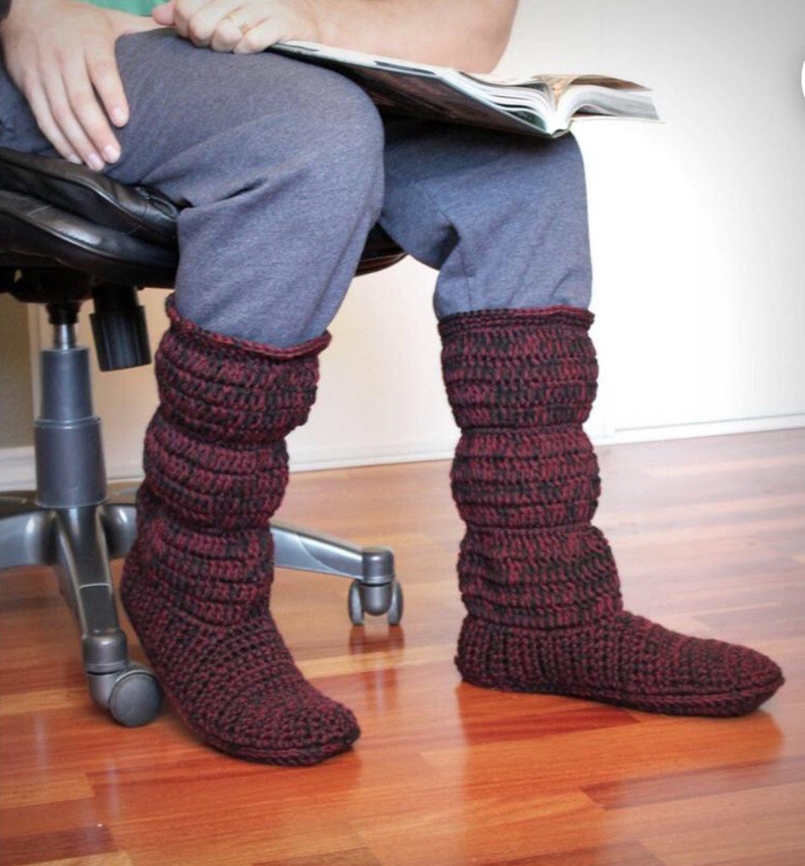 Crochet pattern mens slipper boots sizes 8-15 DIGITAL | Etsy