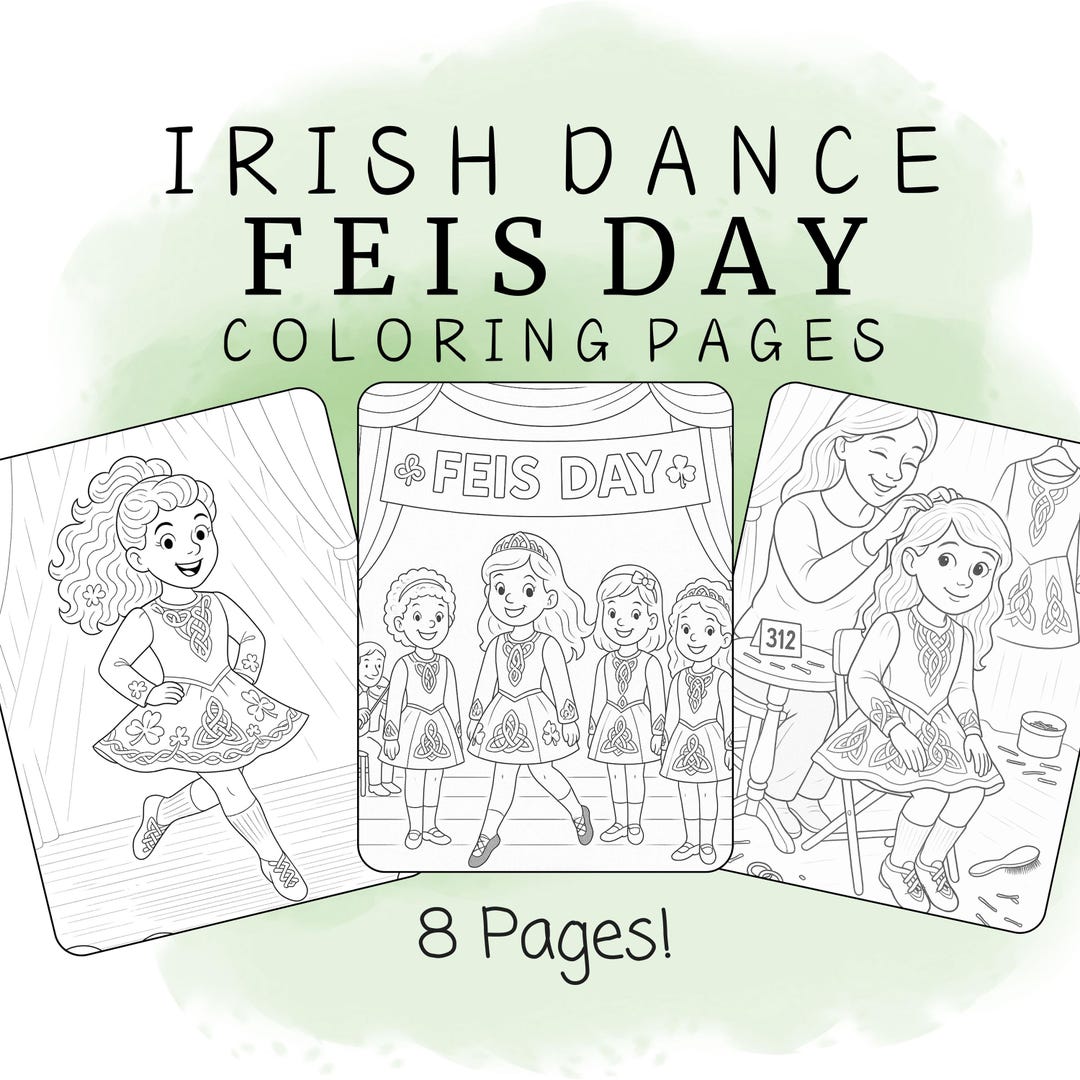 Irish Dance Coloring Pages | Feis Day Printable Set | Irish Dancer ...