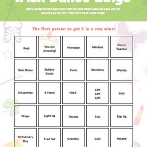Irish Dance Bingo Game - Etsy