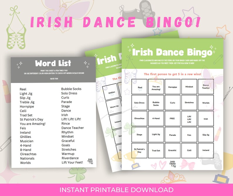 Irish Dance Bingo Game - Etsy