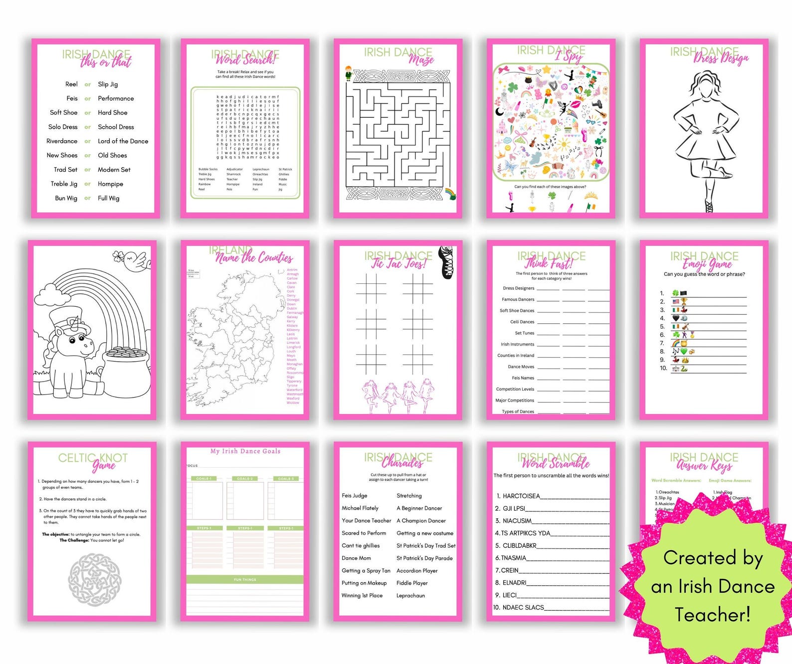 Irish Dance Activity Game Bundle | Instant Download | Printables - Etsy
