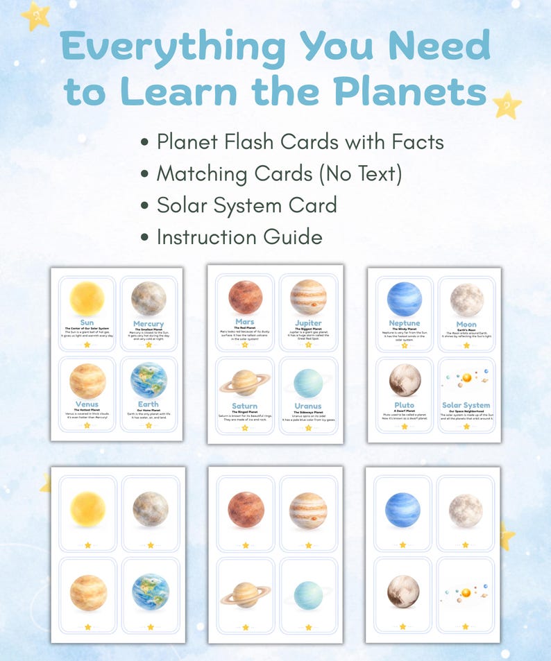 Planet Flash Cards for Kids | Solar System Learning Activity (digital ...