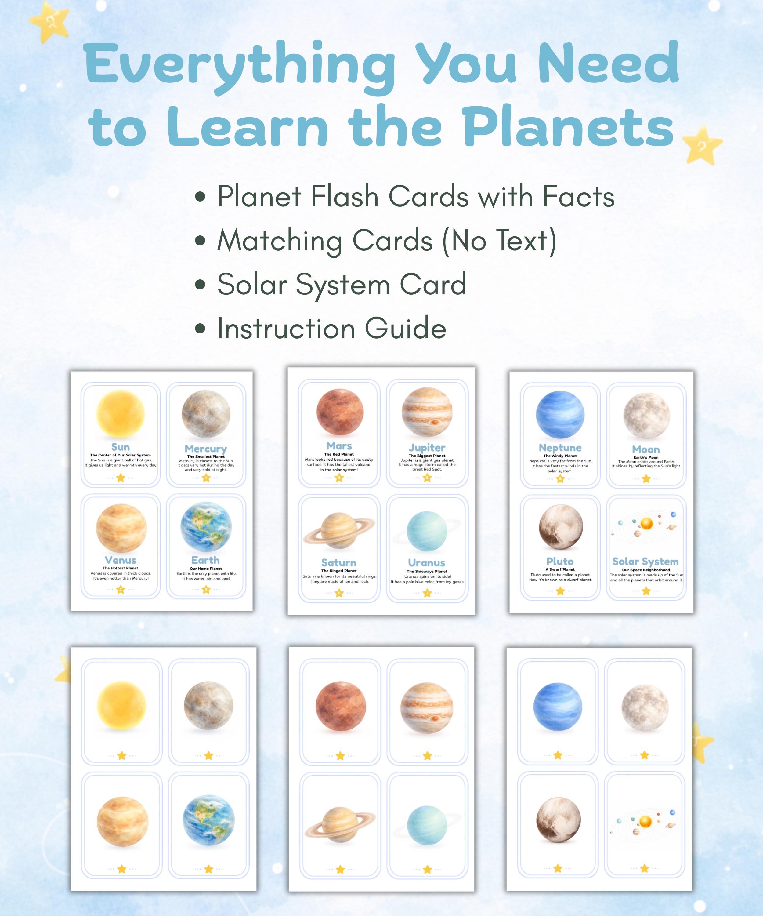 Planet Flash Cards for Kids | Solar System Learning Activity (digital ...