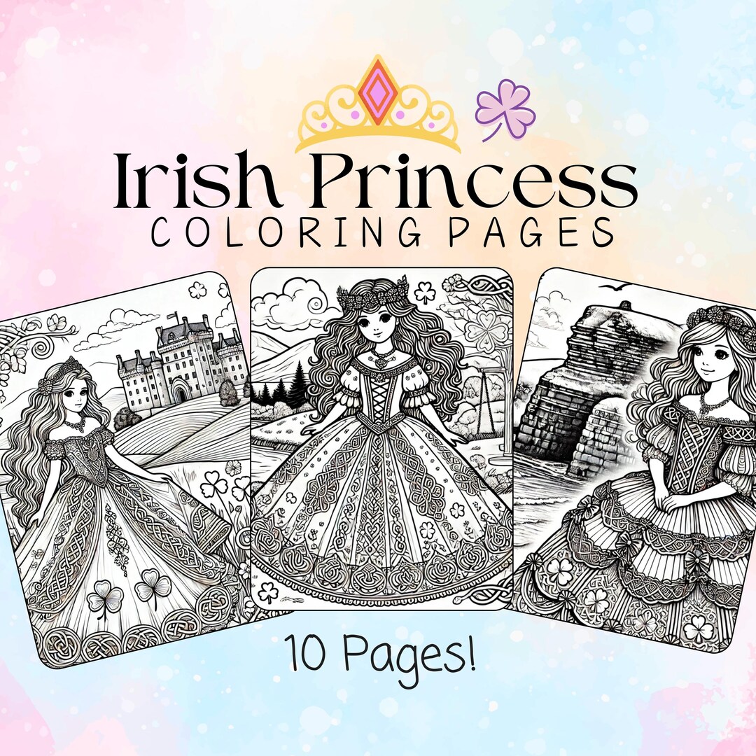 10 Irish Princess Coloring Pages - Etsy