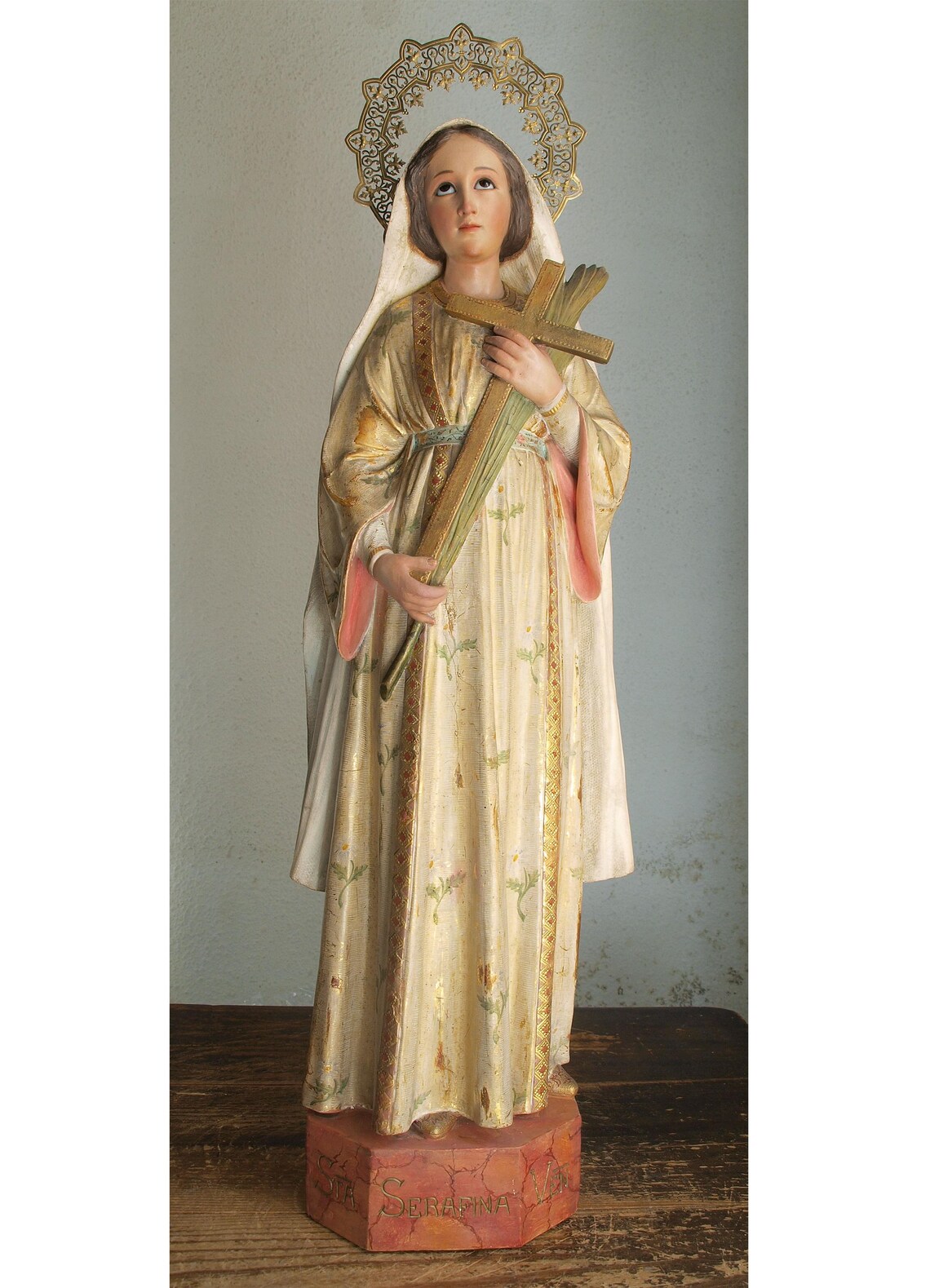 Saint Selafina Fina 29.5 in / 75 Cm Glass Eyes Saint Caroline, Statue ...