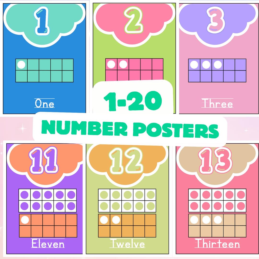 Number Posters 1-20 – Ten Frames Math, Classroom Decor (digital ...