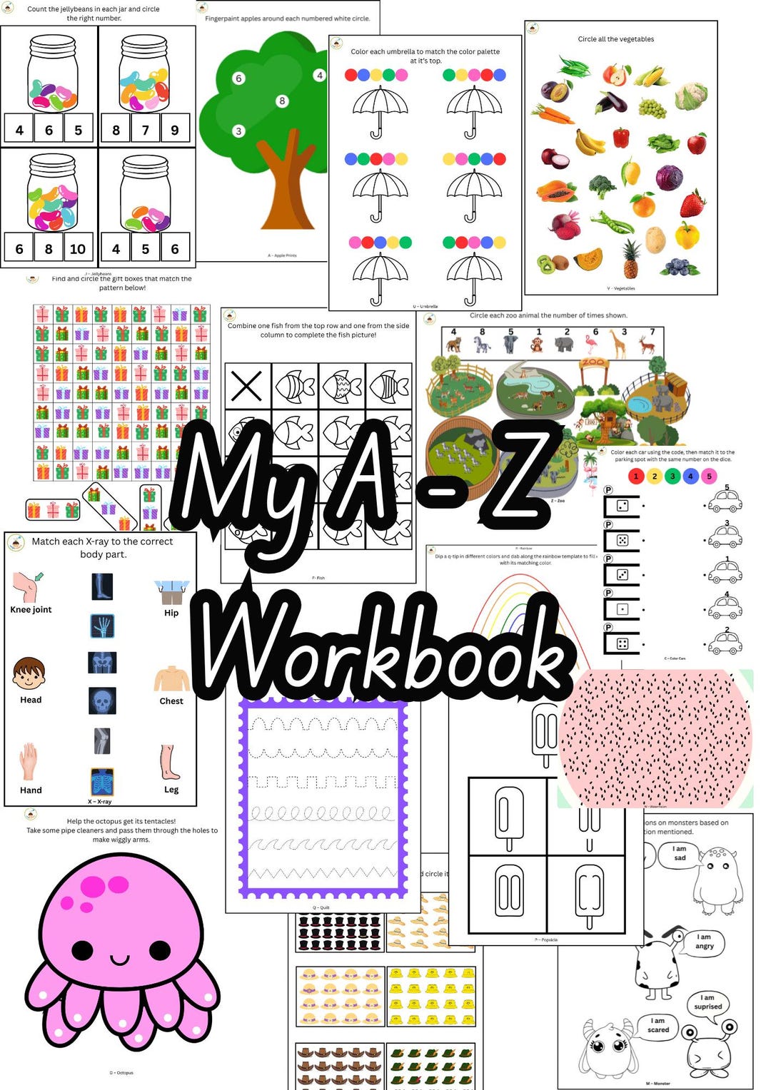 Preschool Activity Workbook Printable Kindergarten Worksheets Learning ...