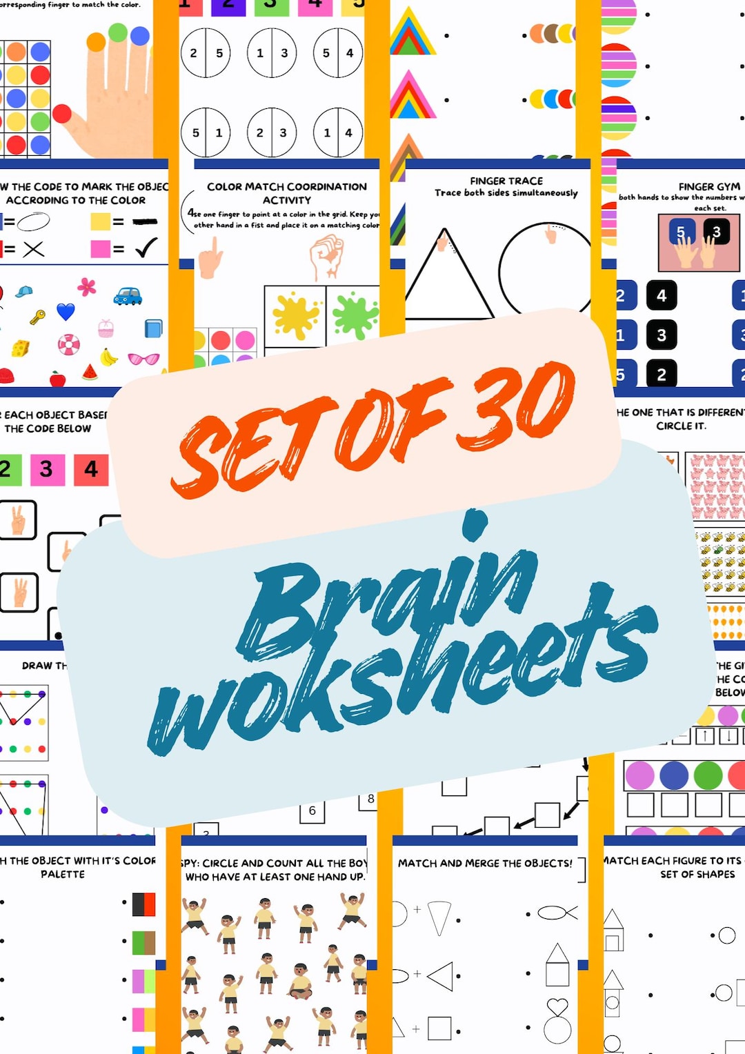 Brain Gym Worksheets | 30 Fun Neuro Exercises for Kids (printable PDF ...