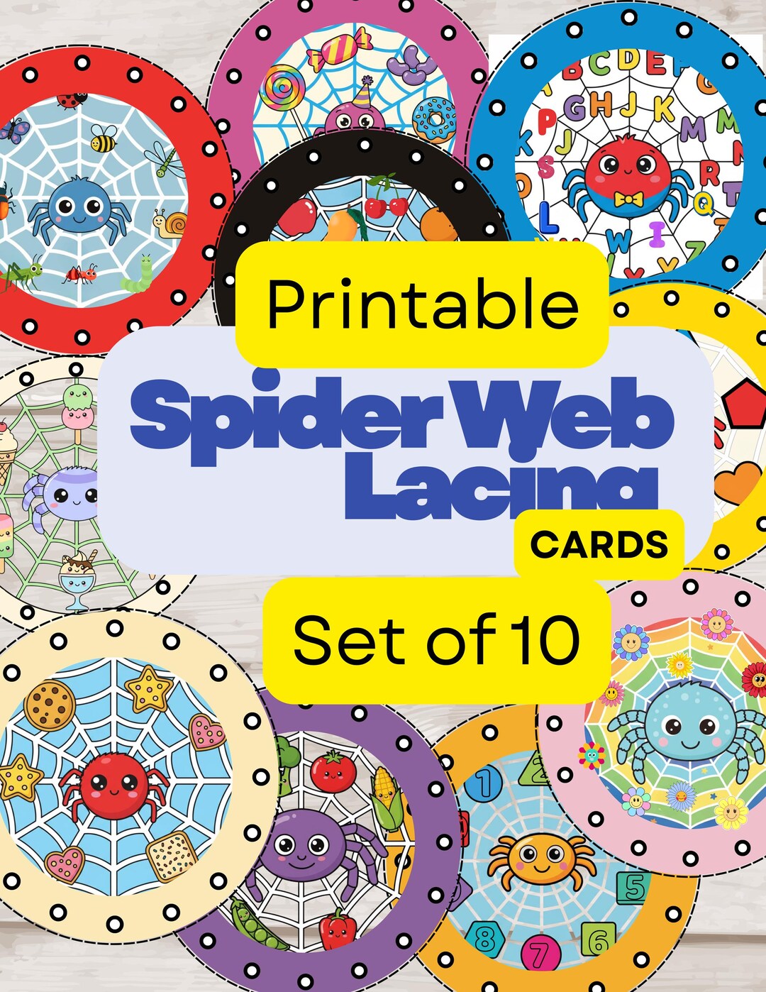 Spider Web Lacing Cards: Fine Motor Activity (digital Download) - Etsy