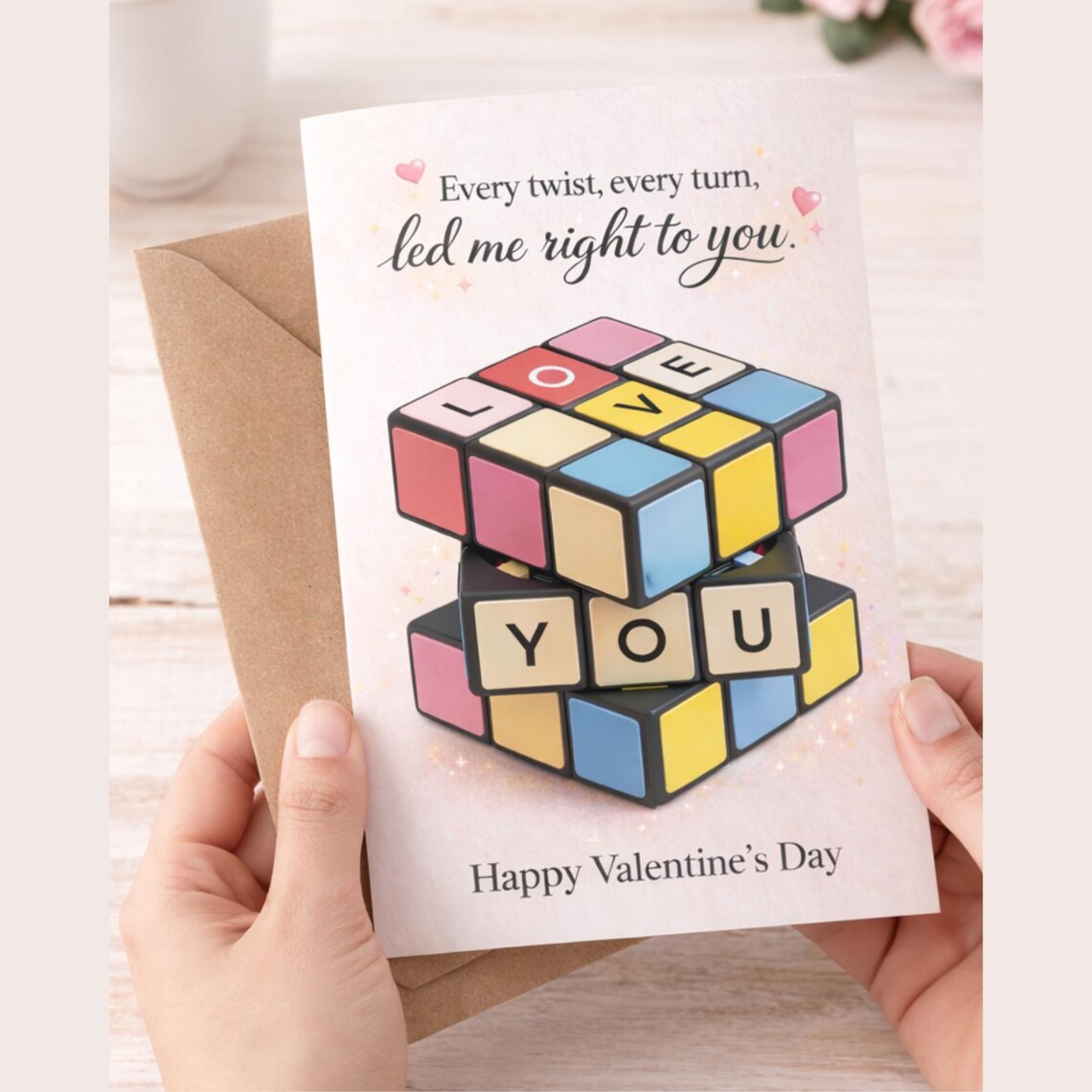 Rubik's Cube Valentine Card, Puzzle Love Design (digital Download 5x7 ...