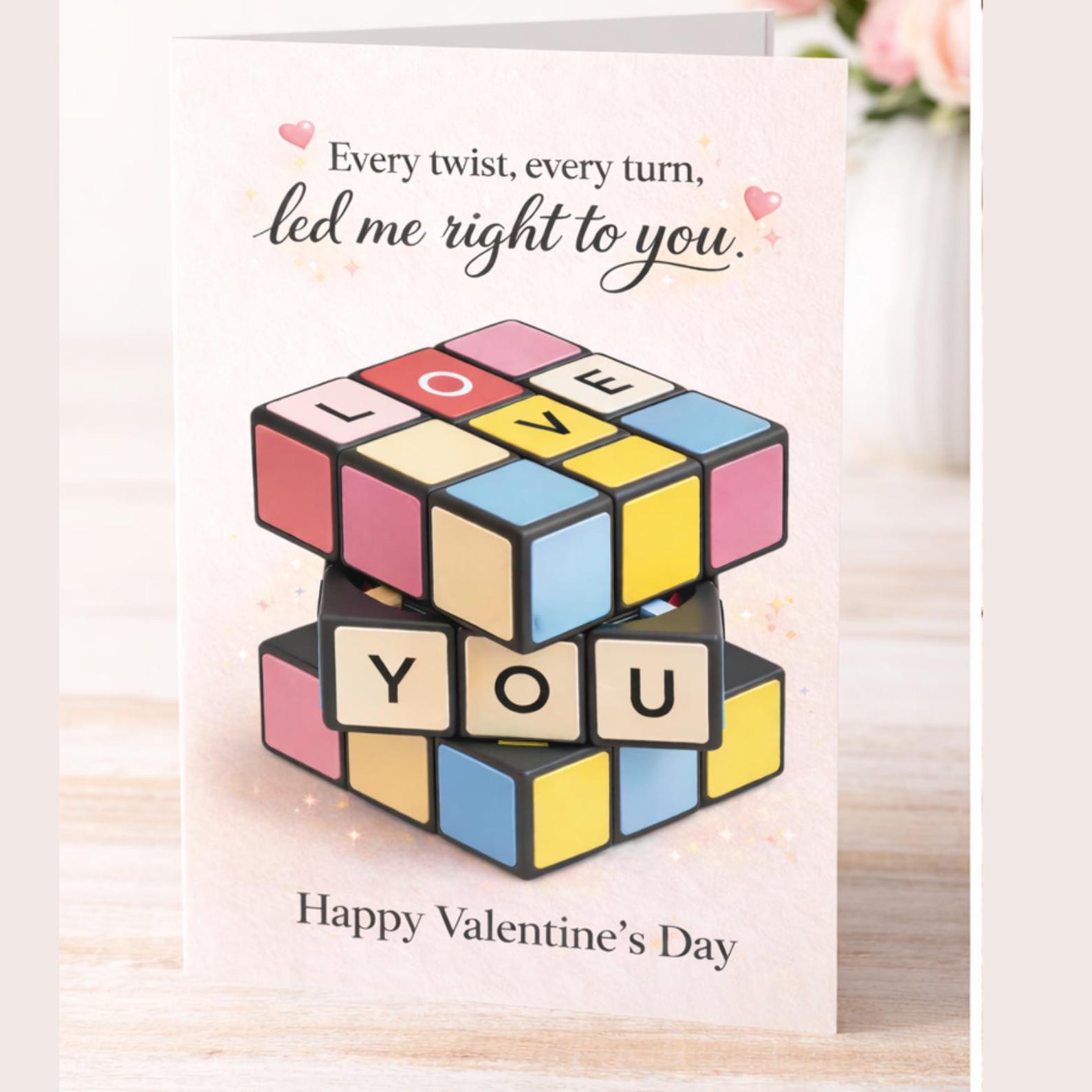Rubik's Cube Valentine Card, Puzzle Love Design (digital Download 5x7 ...