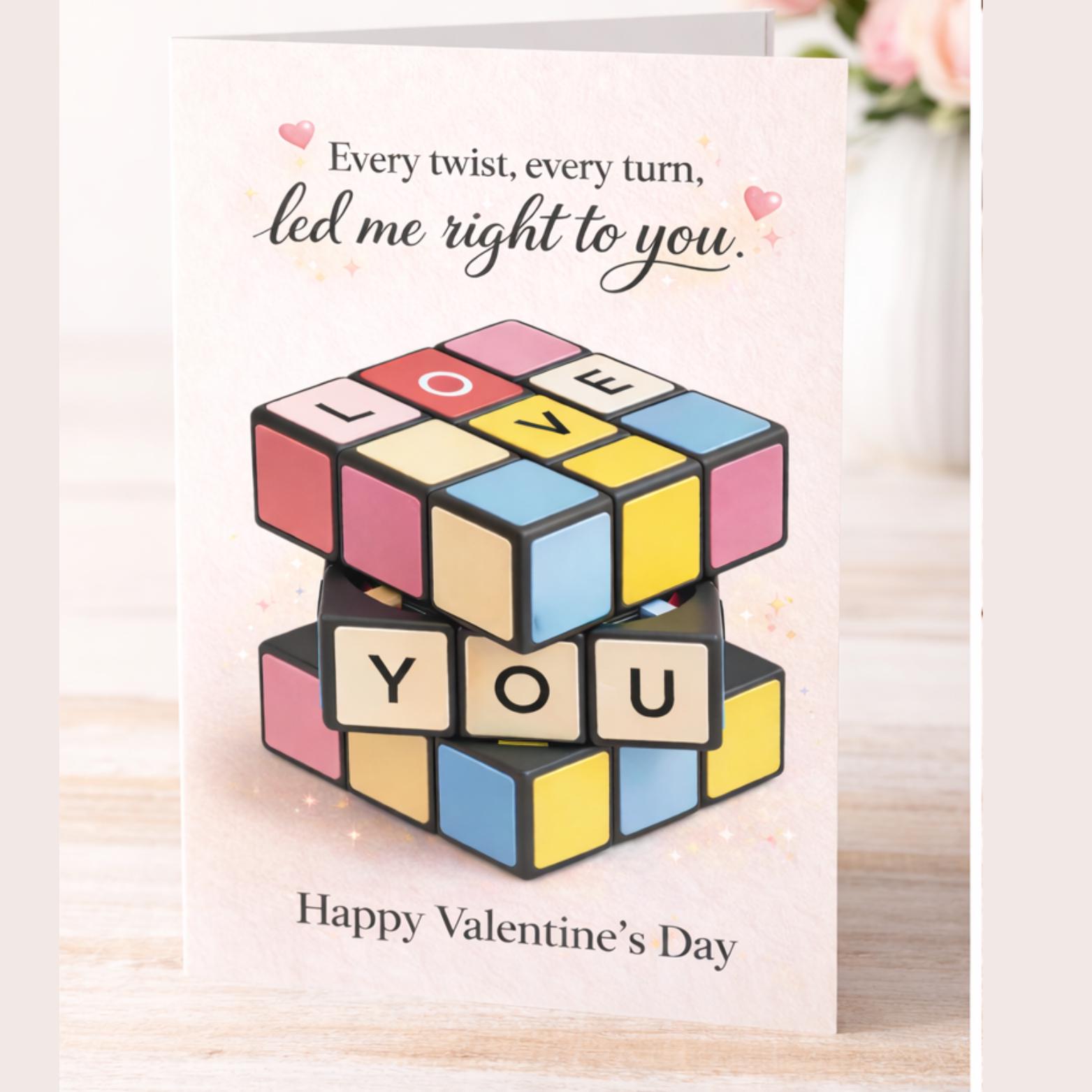 Rubik's Cube Valentine Card, Puzzle Love Design (digital Download 5x7 ...